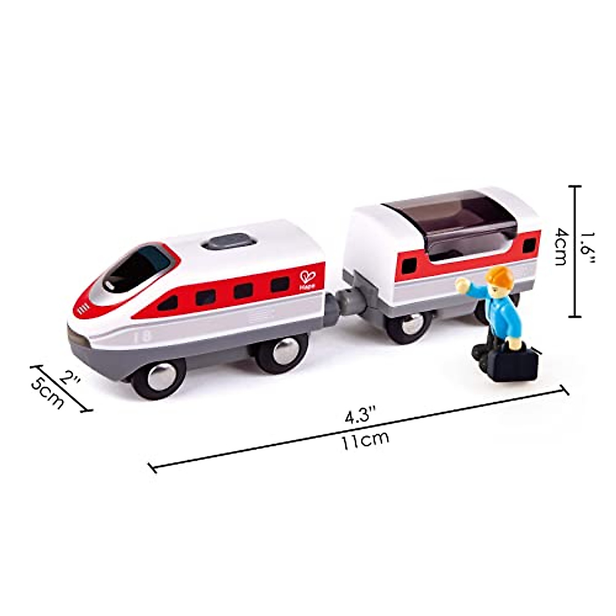 Hape Intercity Battery Powered Train Set | Moving Locomotive with Headlight, Passenger, Magnetic Connection for Children 3+ Years