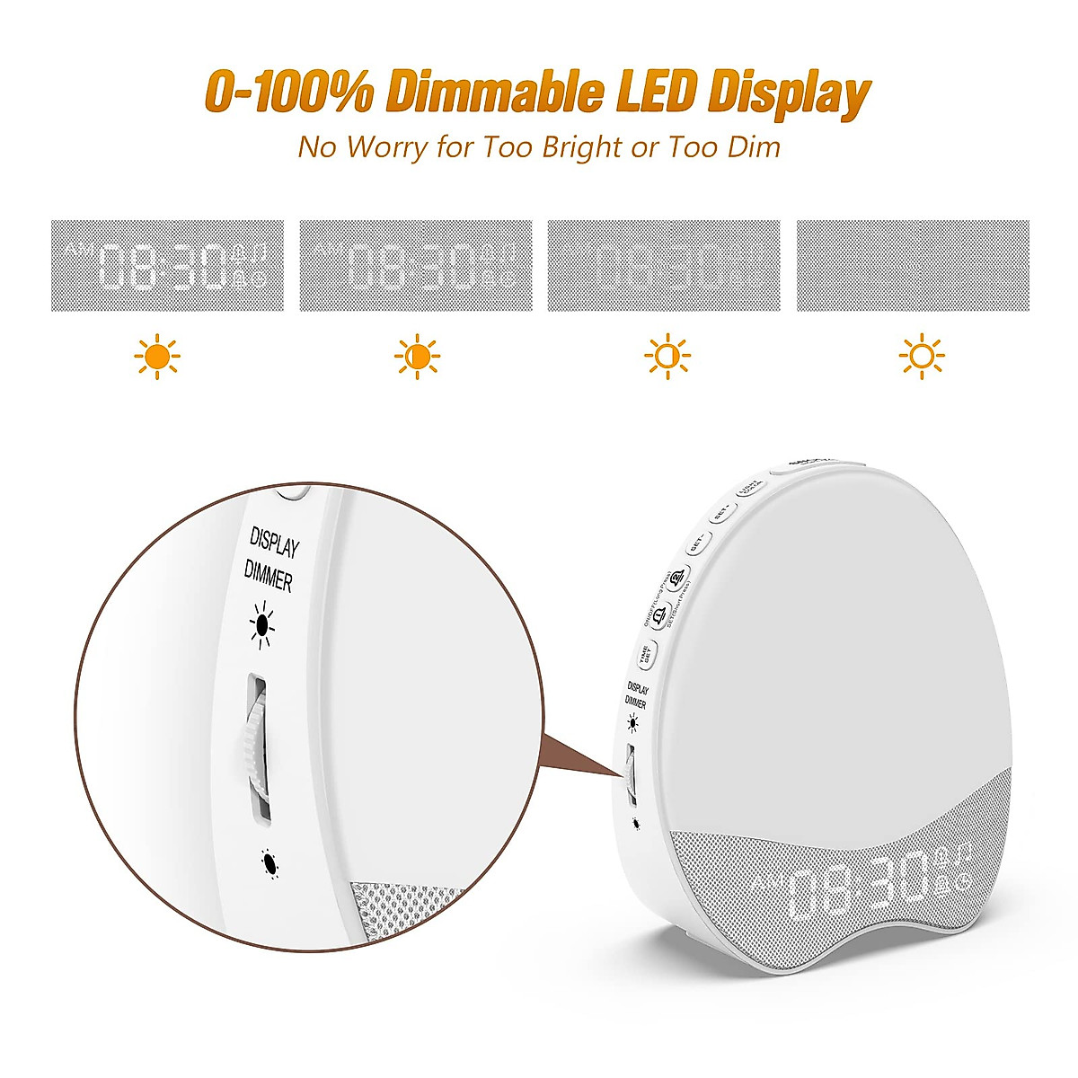 Welgo G4 White Noise Machine Alarm Clock and Nightlight with Natural Sound Dual Alarms, 12 Soothing Sounds, Sleep Timer, Dimmable Digital Display for Kids, Adult, Sleeping, Bedroom…