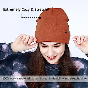 Joywant Knit Beanie Hats for Men Slouchy Acrylic Guys Women Winter Hat Skull Caps All Season Cuffed Unisex Beanies (Caramel)
