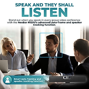 NEXVOO Nexbar N120 Video Conference System for Small and Medium Room - Wide Angle Camera Built-in 8 beamforming Microphone Array - Noise and Echo Cancellation