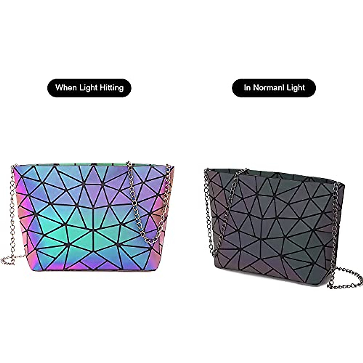 Lieseh Women's Geometric Holographic Glow Shoulder Bag Tote Bag Party Style Picks