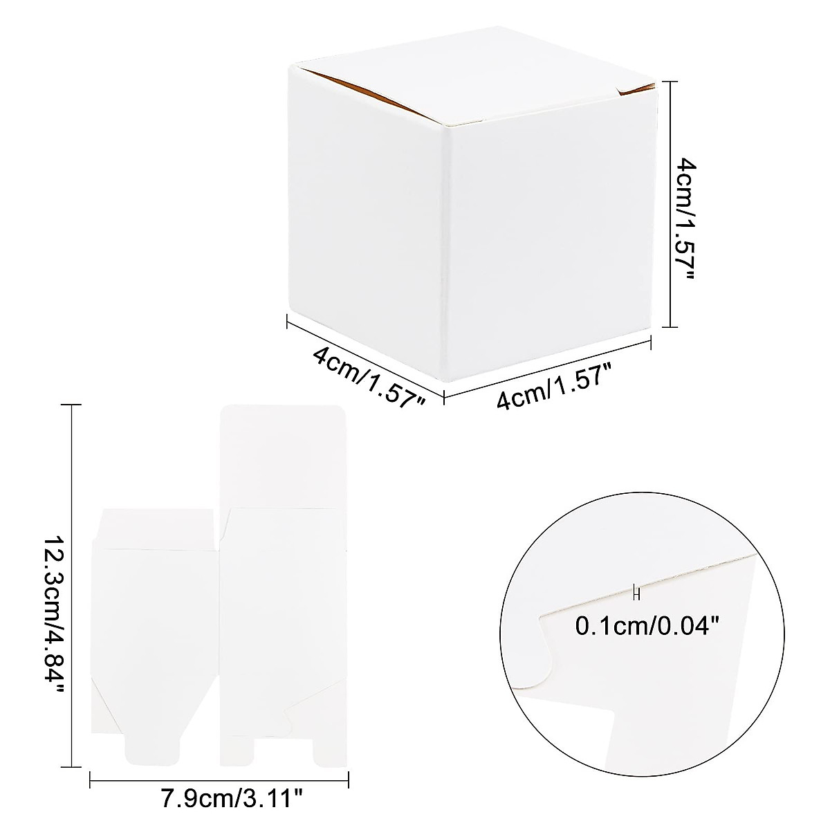 PH PandaHall Kraft Paper Box, Mini White Paper Gift Packaging Box with Lid Soap Box Foldable Cardboard Earring Ring Small Jewelry Favor Treat Candy Boxes for Birthday Wedding, 30 Pack 1.5x1.5x1.5inch
