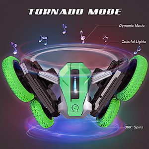 Wsiyen Remote Control Car RC Cars, Double Sided Fast Stunt Car, Kids Toys with Rechargeable Battery, LEDs,360° Flips,4WD,All Terrain Tires, Birthday Gifts for Boys Girls Age 6 7 8 9-14 Year Old