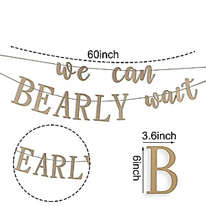 We Can Bearly Wait Baby Shower Decorations Teddy Bear Baby Shower Banner Sign Gender Reveal Neutral Party Garland Nursery Decoration Photo Props (Kraft)