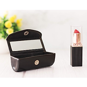 ARTISENIA Set of 2 Leather Lipstick Case Holder Organizer Bag for Purse lipstick holder Durable Soft Leather | Cosmetic Storage Kit With Mirror (Pink & Black)