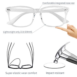 Amazon Essentials Unisex Blue Light & UV400-Blocking Glasses for Computer or Gaming, Black & Clear