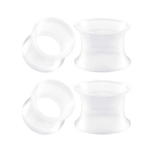 BIG GAUGES 2 Pairs Clear Silicone 0g Gauge 8mm Thin Double Flared Saddle Piercing Ear Stretching Flesh Tunnel Earring Lobe Plugs BG7025