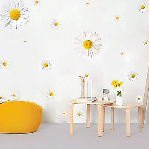Toyvian Daisy Flower Wall Stickers 3D Removable Flowers Decal Floral DIY Mural for Nursery Bedroom Living Room Bathroom Kitchen Decoration