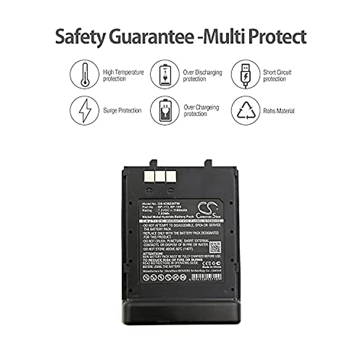 Replacement Battery for IC-T7 IC-T22IC-T22A IC-T22E IC-W31 IC-W31E IC-W32 IC-W32A IC-W32E IC-T42 IC-T42A IC-T42E IC-Z1, fits Part no BP-173 BP-180
