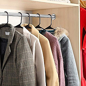 Jersow Black Plastic Hangers 50 Pack, Clothes Hangers Space Saving, Heavy Duty Coat Hangers for Closet, Non Slip Clothing Notched Hangers, Durable Slim Black Hangers for Coat, Shirt, Short, Suits