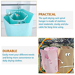 Zerodeko Blanket Rack Spiral Clothes Hanger Quilt Drying Rack Spiral Cloth Hanger Blanket Sheet Hanger Space- Saving Quilt Organizer for Bed Linen Clothing Spiral Clothing Hanger Stocking Hangers