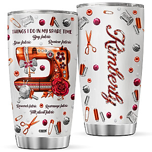 CUBICER Personalized Coffee Tumbler Sewing Jewelry Style Custom Name Cute Birthday Gifts For Women Sister Girls Friends Mom Insulated Cup Travel Mug With Lid Oz Cold Steel Cups