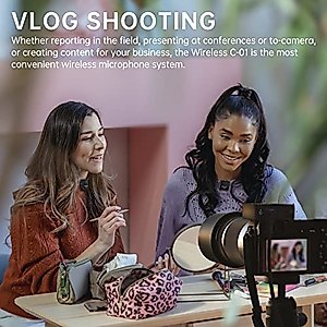 FDUCE UHF Wireless Lavalier Microphone System, Compatible with phones and Cameras for YouTube, Tiktok, Interview(Dual Transmitters)