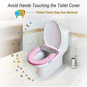 Guojanfon Bathroom Soft Thicker Warmer Stretchable Washable Cloth Toilet Seat Cover Pads (Toilet Seat Lifter Handle,8Pcs/Pack)