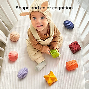 TUMAMA Baby Sensory Ball Set,Soft Textured Squeeze Balls Montessori Toys Easter Egg for Babies Toddlers 3-12 Months,6 Pack