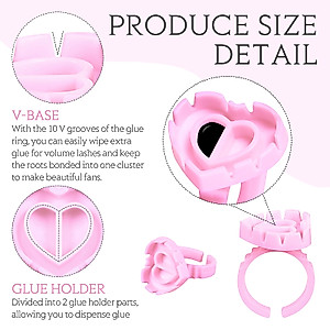 1000 Pcs Glue Rings for Eyelash Extensions Disposable Lash Glue Rings for Beauty Salons Lash Glue Holder Lash Fanning Glue Cups Eyelash Extension Supplies (Heart Style)