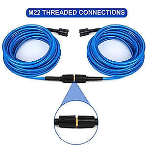 32.8 Ft Pressure Washer Hose, 5800 PSI Kink Resistant Washer Hose for Power Washer Upgrade Flexible Pressure Washer Hose Compatible with M22 14MM Connectors Suitable for Most Pressure Washers (Blue)