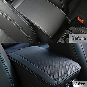 TRNOI Universal Armrest Box Mat,Waterproof Armrest Cover Center Console Pad,Car Armrest Seat Cover,PU Leather Auto Armrest Cushion(1piece,Armrest Box-Blue)