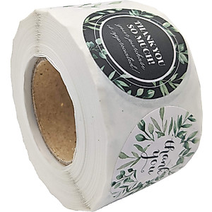 Gooji Business Thank You Stickers – 500Pcs Roll Greenery Thank You Stamp – 1.5 Inch Thank You Stickers for Packaging – 4 Designs – Ideal for Small Business, Boutiques