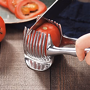 Kitchen Gadgets Handy Stainless Steel Onion Holder Potato Tomato Slicer Vegetable Fruit Cutter Safety Cooking Tools Accessories