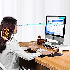 NOODCO Metal Monitor Riser Ergonomic Aluminum Alloy Laptop Stand Non-Slip Long Computer Monitor Shelf, Desktop Riser Heavy Duty Shelf Desk Organization Home Office