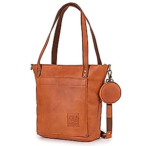 BERLINER BAGS Vintage Leather Shoulder Bag Verona, Large Handbag for Women - Brown
