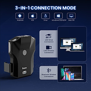 Eyoyo Bluetooth QR Code Scanner, 2D Wireless Back Clip Phone UPC USB Barcode Scanner Reader with Battery Level Indicator Compatible with 4.7"-7.2" Android Phone, iPhone for Book Library Inventory