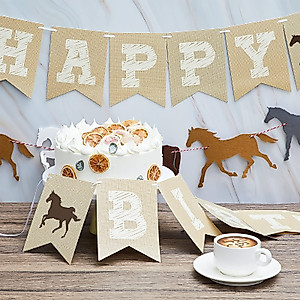 Horse Birthday Banner Party Decorations Racing Horse Banner Paper Bunting Garland Farm Theme Decor for Present Birthday Wedding Party Supplies, Pre Assembled Hanging Decoration