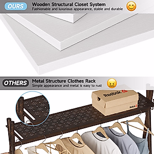 96 Inches Closet System, 8FT Walk In Closet Organizer with 3 Adjustable Shelves & 3 Hang Rods , Heavy Duty Clothes Rack with 3 Drawers, Built-In Garment Rack, 96"L x 16"W x 75"H, Load 1000 LBS, White