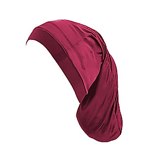 Unisex Spandex Satin Dreadlocks & Braids cap 3 Packed,Night Sleeping Head Covers for Women Men (Wine+Grey+Black)