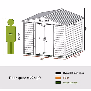 Outsunny 8' x 7' Outdoor Storage Shed, Garden Tool Metal Shed with Foundation Kit, Double Lockable Door, Air Vents and Sloping Roof, for Backyard, Patio, Lawn, Teak