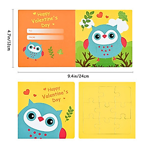Valentines Day Puzzle Cards for Kids, 27 Pack Animal Jigsaw Puzzle Cards with Envelopes & Stickers Bulk for Classroom Gift Exchange, Valentine Party Favors for School Toddlers Girls Boys Class Prizes