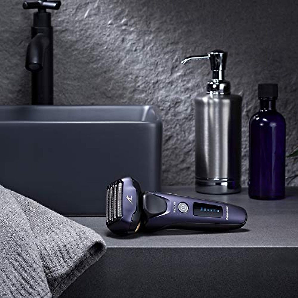 Panasonic ES-LV67-A803 Wet and Dry Shaver, 5 Shaving Heads with Linear Motor, Including Hair Trimmer, Navy Blue