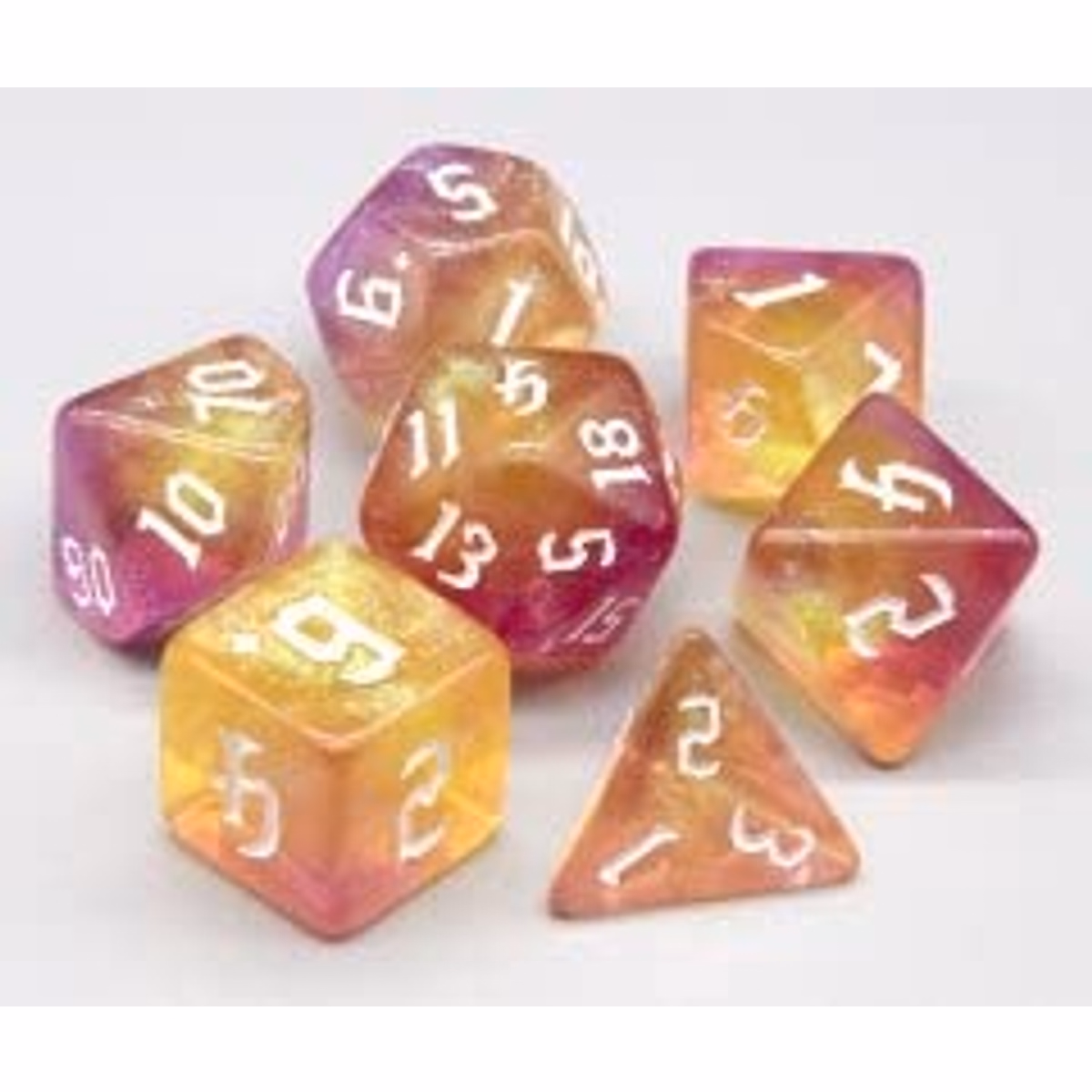 BrycesDice Always Go Pink-Purple/Yellow 7-Dice Set RPG DND