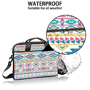 Aztec Graphic Laptop Computer Bag Waterproof Shoulder Messenger Bag 13-15 inch Durable Laptop Tote Bag with Shoulder Strap Handle Lightweight Crossbody Briefcase