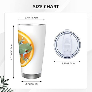 NHJKLWQSZ Peace Tree Frog 20oz Stainless Steel Tumbler With Lid And Straw, Double Wall Vacuum Insulated Coffee Mug Travel Cups Leak-Proof Lid For Hot And Cold Drinks, Metal Straws And Brush
