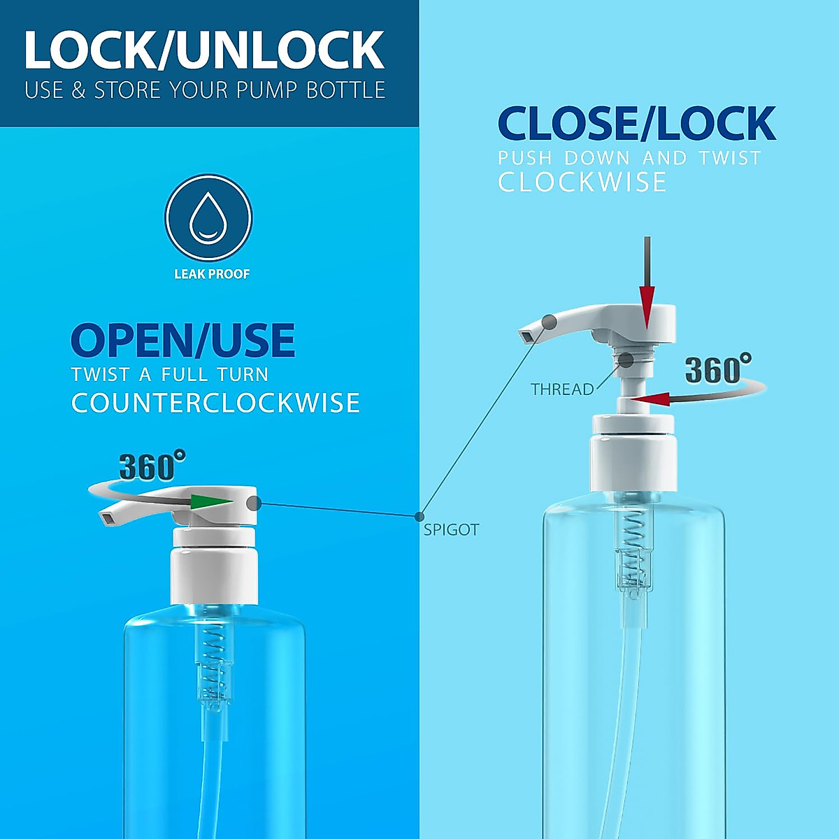 Bar5F 16-Ounce Emoty Plastic Shampoo and Conditioner Pump Bottles, BPA-Free, Crystal-Clear, Ideal for Lotion, Body Wash, Cream, Liquid Soap, Shower, Guest Room, 3-Pack