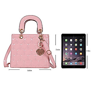Qiayime Shiny Patent Leather Women Purses and Handbags Ladies PU Chain Fashion Top Handle Satchel Shoulder Crossbody Totes Bags (Large pink)