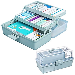 Chistepper 3-Layers Multipurpose Plastic Storage Box Craft Storage Box Paint Storage Organizer Paint Brush Holder 2-Tray Art Supply Box Craft Paint Storage Craft Paint Storage for Painting Supplies