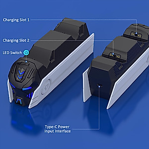 PS5 Controller Charger Station for PlayStation 5 Dualsense Controllers: Fast PS5 Dual Controller Stand Charger Dock-LED PS5 Controller Charging Station Accessories for PlayStation 5 Storage Kit