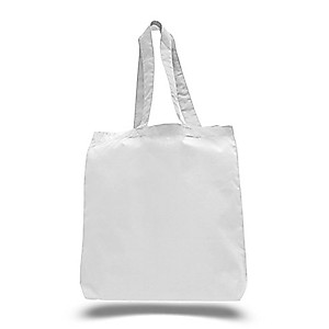 (3 Pack) Set of 3 Cotton Tote Bags Wholesale with Bottom Gusset (White)