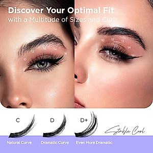 BEYELIAN Cluster Lashes D Curl 84 Pcs and Lash Bond and Remover Kit, Individual Lash Clusters Super Thin Band Lash Adhesive Super Strong Hold 48 Hours, Fast Removal Remover with No Residue