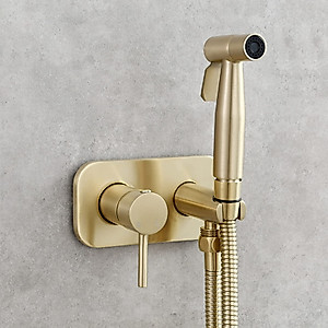 Handheld Bidet Toilet Sprayer,Brushed Gold Bidet Sprayer for Toilet Hot And Cold Water,304 Stainless Steel Baby Cloth Diaper Sprayer Kit for Cleaning