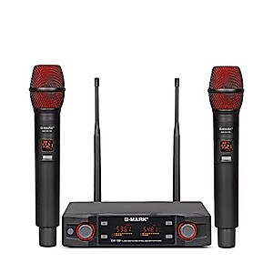G-MARK Wireless Microphone, Dual Professional UHF Cordless Dynamic Mic Handheld Microphone System for Home Karaoke, Meeting, Party, Church, DJ, Wedding, Home KTV Set, 200ft(EW100)