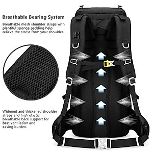 Esup 60L Hiking Backpack Men Camping Backpack with rain cover Lightweight Backpacking Backpack Travel Backpack (Black)