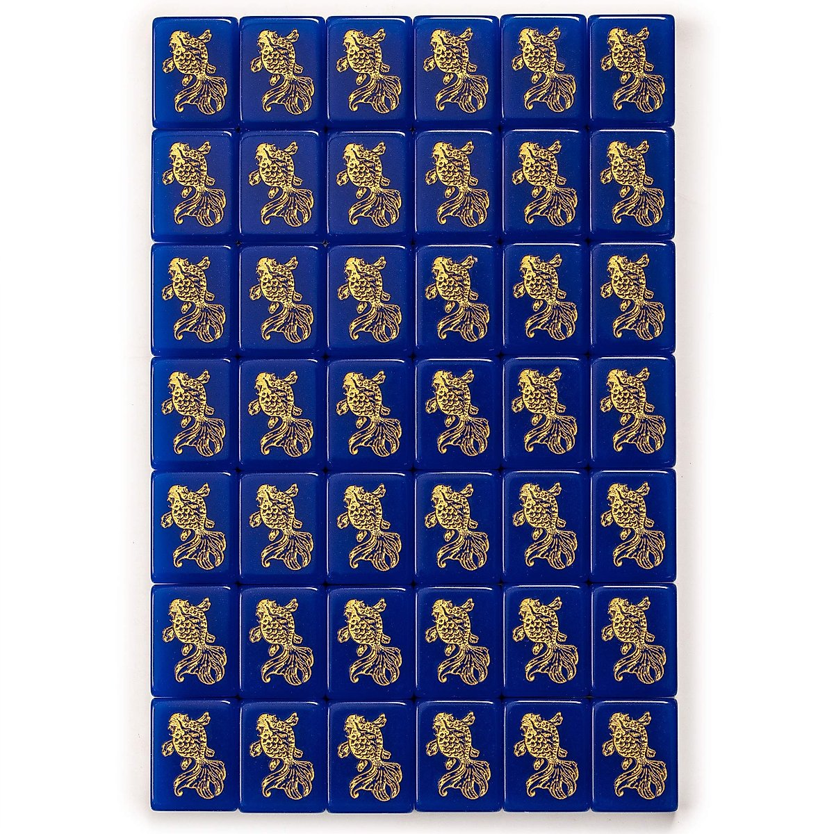 Yellow Mountain Imports American Mahjong Set, Koi Fish with Soft White Leatherette Case, Four Acrylic All-in-One Racks with Pushers, Wind Indicator, Dice, and Wright Patterson Count Scoring Coins