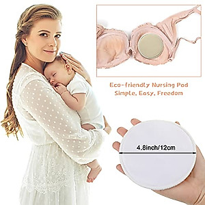 60 Pcs Nursing Breast Pads + 1 Laundry Bag + 1 Travel Storage Bag Washable Reusable Breast Pads Absorbent Leak Protected Breastfeeding Nipple Pads for Maternity Mom Breastfeeding (4.7 Inch)