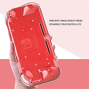 Switch lite Clear Protective Case, Switch lite Glitter Hard Case - Coral