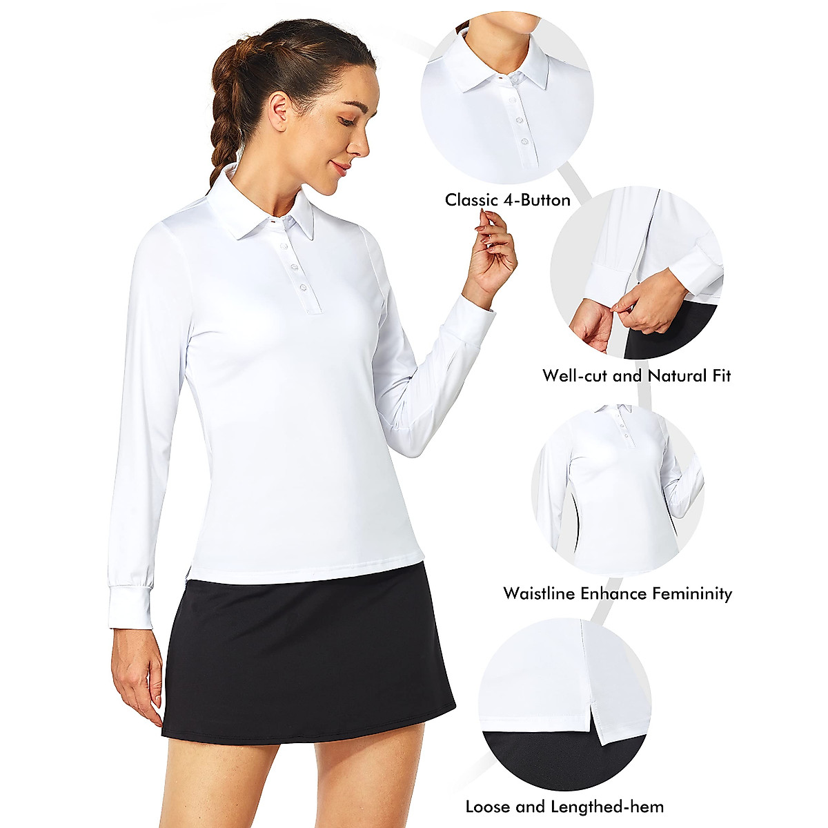 ISEEGZ Golf Polo Shirts for Women, Women's Long Sleeve Shirt Blouses, Dressy and Casual Women's Tops for Daily Work Sports, Comfortable Fitted & Quick Dry Apparel
