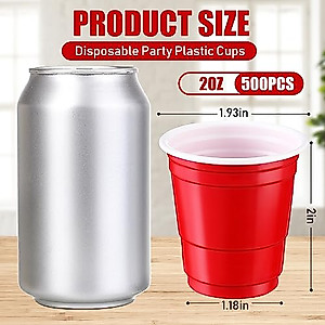 Uiifan 500 Pcs Disposable Party Plastic Cups Bulk Red Disposable Drinking Cups For Coffee Cocktail for Christmas Halloween Party Wedding Baby Shower Events BBQ Home Use(Red, 2 oz)